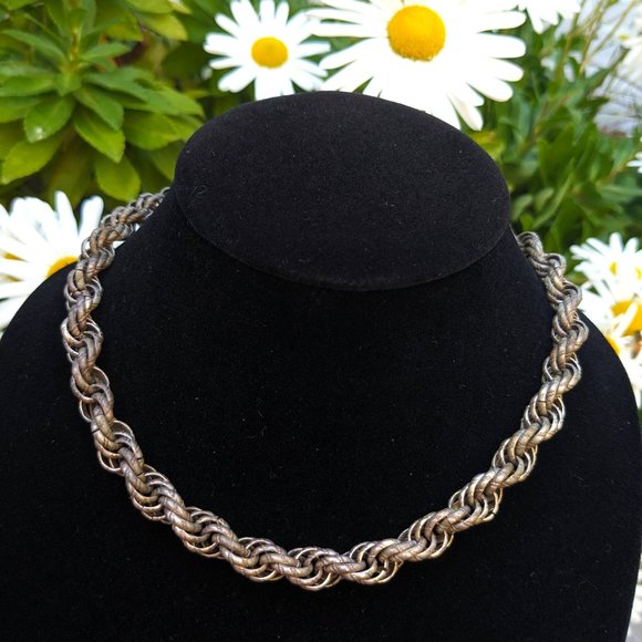 Vintage | Jewelry | Vintage 5 Inch Antique Silver Tone Rope Chain ...